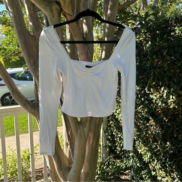 White Fox Boutique | Tops | White Fox White Long Sleeve Crop Top | Poshmark